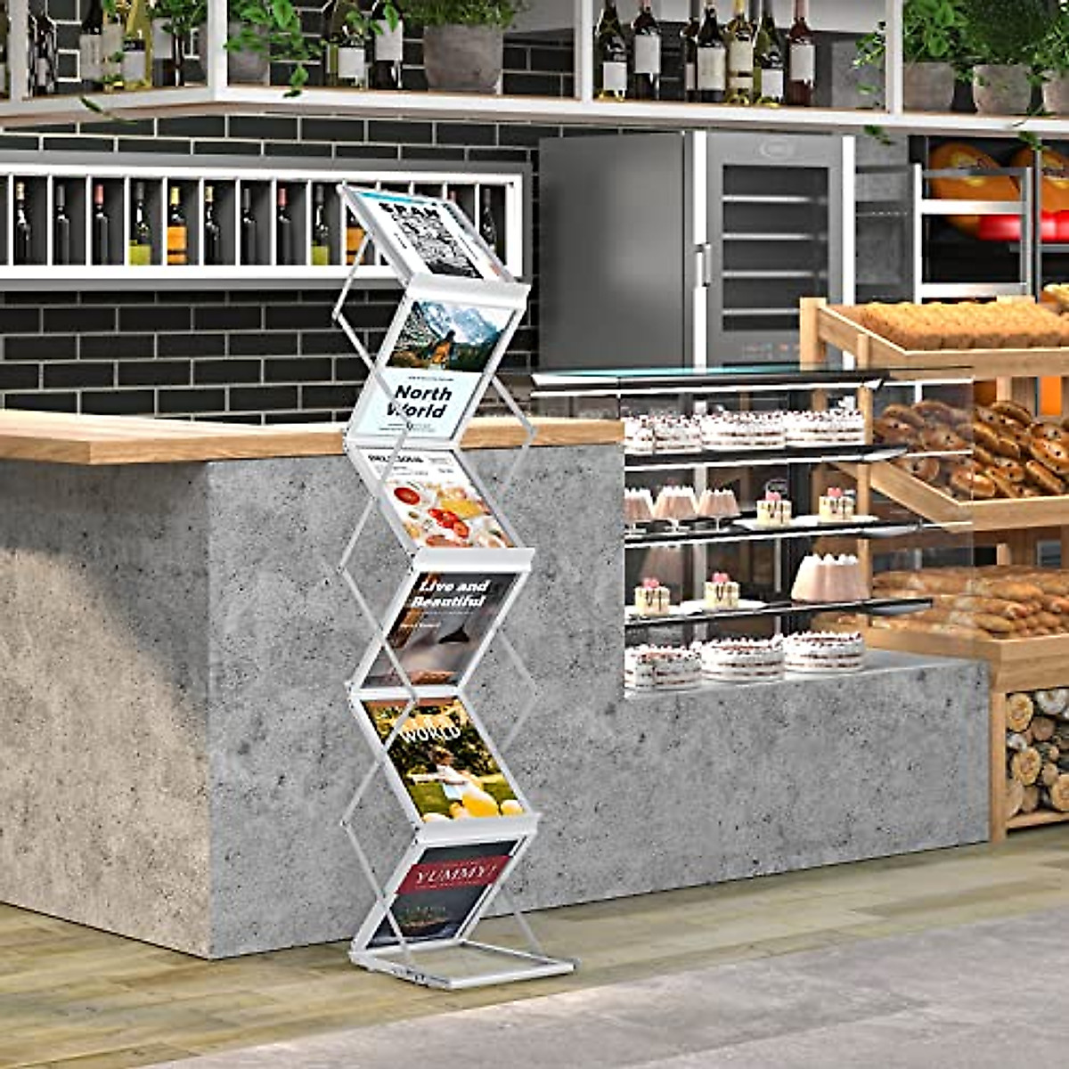 Nisorpa Literature Rack, Foldable Magazine Rack Office Racks & Displays Magazine Rack Catalog Brochure Display Stand Holder Catalog for Trade Show Exhibitions Office Retail Store, 3 height adjustable,