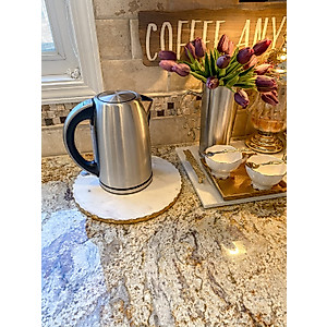 GMRS Home White Marble Board for Meats Breads Charcuterie Round Cutting Serving Board with Gold Foiling - 12 Inch