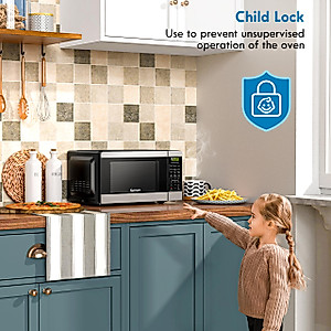 Kenmore KMCMWP09S2-09 Countertop Microwave 6 Auto-Preset Menus, Child Lock, Defrost & Express Cooking Features, 900 Watt, 0.9 Cu Ft, Stainless Steel