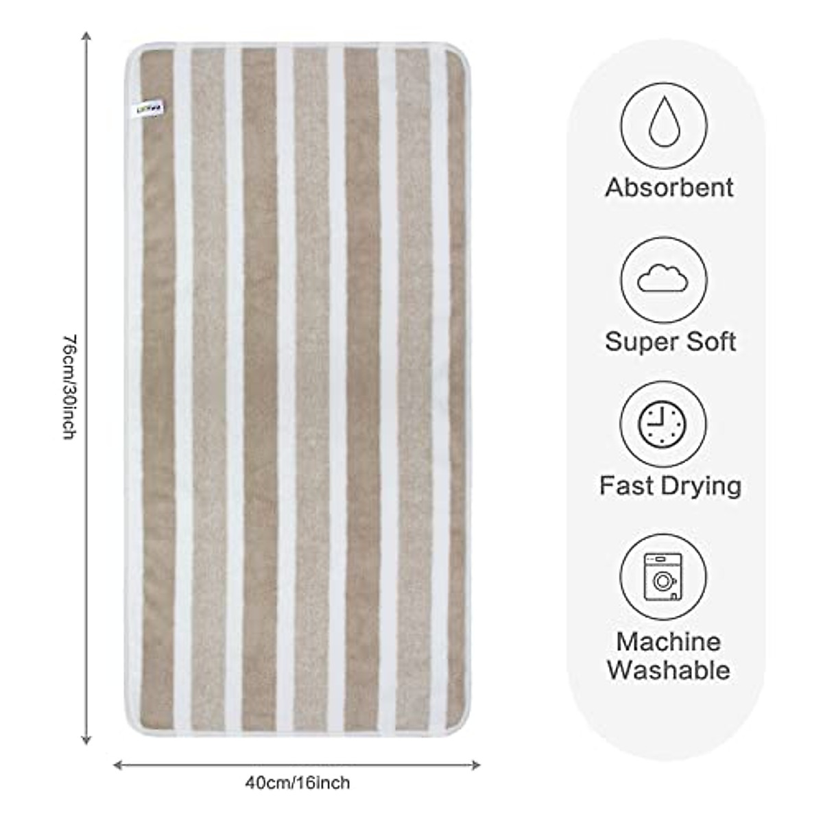 KinHwa Microfiber Hand Towels for Bathroom Soft and Absorbent Face Towels Brown Bathroom Hand Towels for SPA Hair Bath 16inchx30inch 2 Pack
