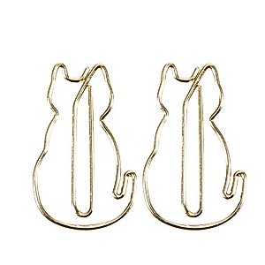 Cat Shaped Paper Memo Clips, Cat Paper Clips Specially Shaped Bookmark Clip Metal Clip Stationary Supply Gifts for Cat Lovers for Women Students Kids Teachers