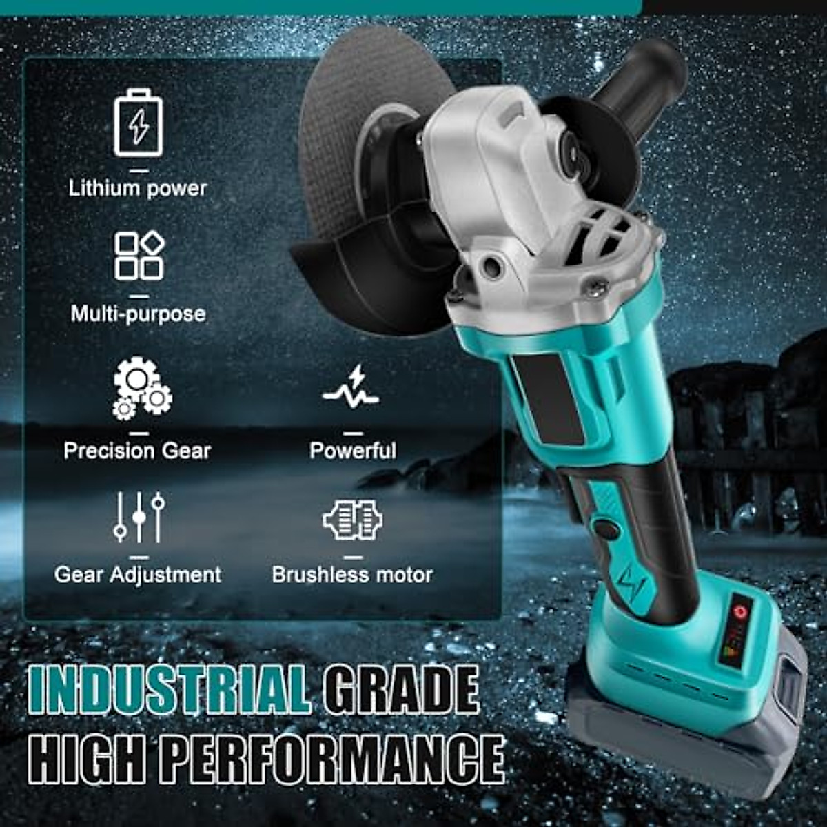 Cordless Angle Grinder for Makita Battery, ConBlom 4 Inch Brushless Power Metal Grinder Tool 8,000RPM, Battery Angle Grinder 3 Speed Control for Cutting, Grinding (Tool Only)