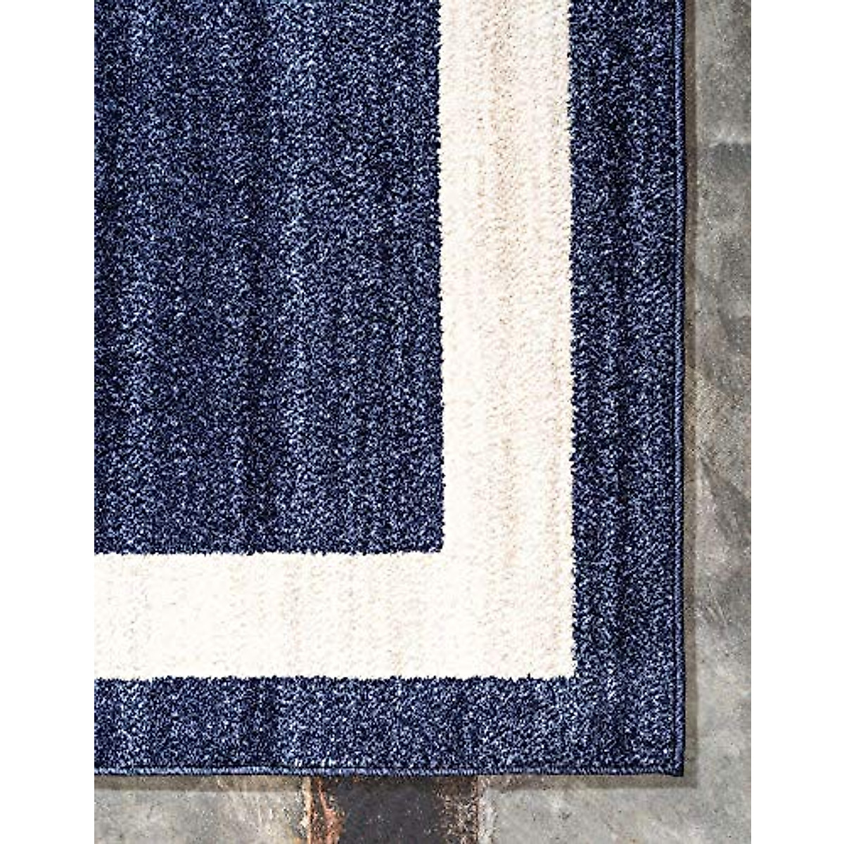 Unique Loom Del Mar Collection Area Rug - Maria (7' 1" x 10' Rectangle, Navy Blue/ Ivory)