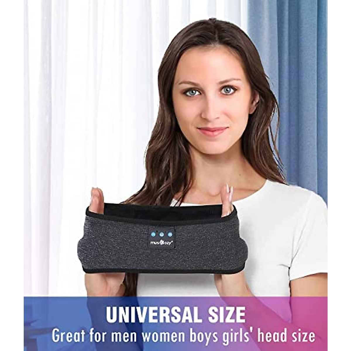 MUSICOZY Sleep Headphones Bluetooth Headband, Wireless Music Sleeping Headphones Sleep Mask Earbuds IPX6 Waterproof with Mic for Side Sleepers Workout Running Insomnia Travel Yoga, Pack of 2