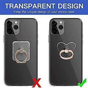YINHEXI 2 Pcs Transparent Phone Ring Stand Holder Cell Phone Ring Holder Finger Grip 360 Degree Rotation (Rose Gold & Diamond-3)