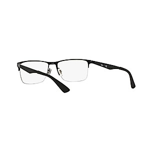 Ray-Ban RX6335 Rectangular Prescription Eyeglass Frames, Matte Black/Demo Lens, 56 mm