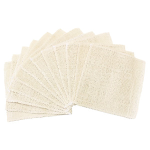 CleverDelights 6 Inch Ivory Burlap Squares - 12 Pack - Jute Burlap Fabric - Finished Edges - 6" x 6"