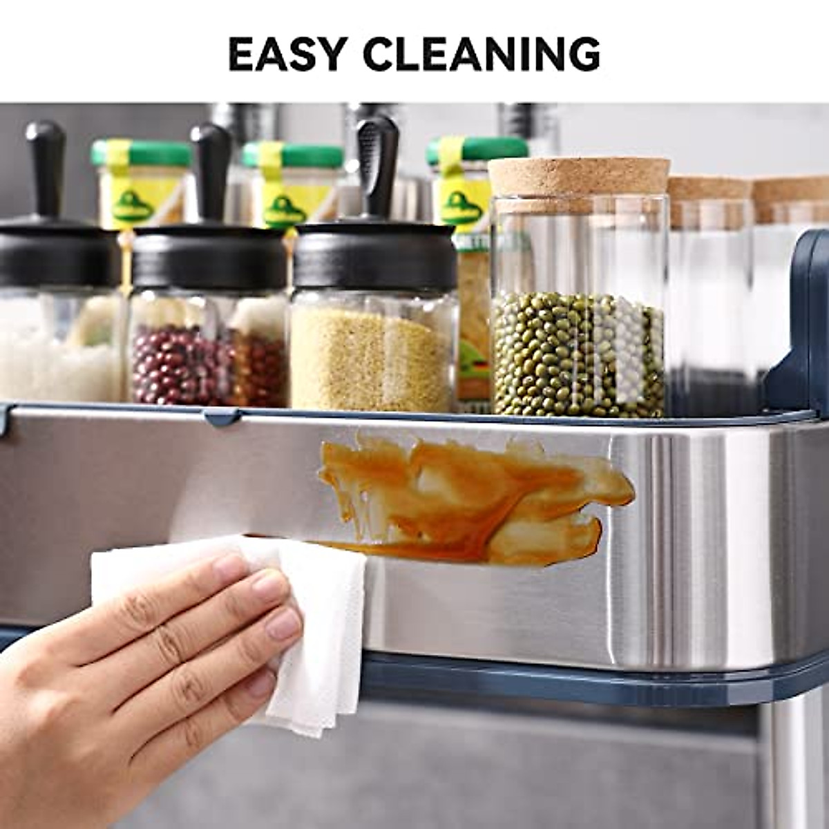 ELPHECO Storage Rolling Cart 3 Tier Mobile Shelving Unit Slide Out Storage Shelves for Kitchen Bathroom Laundry Narrow Places