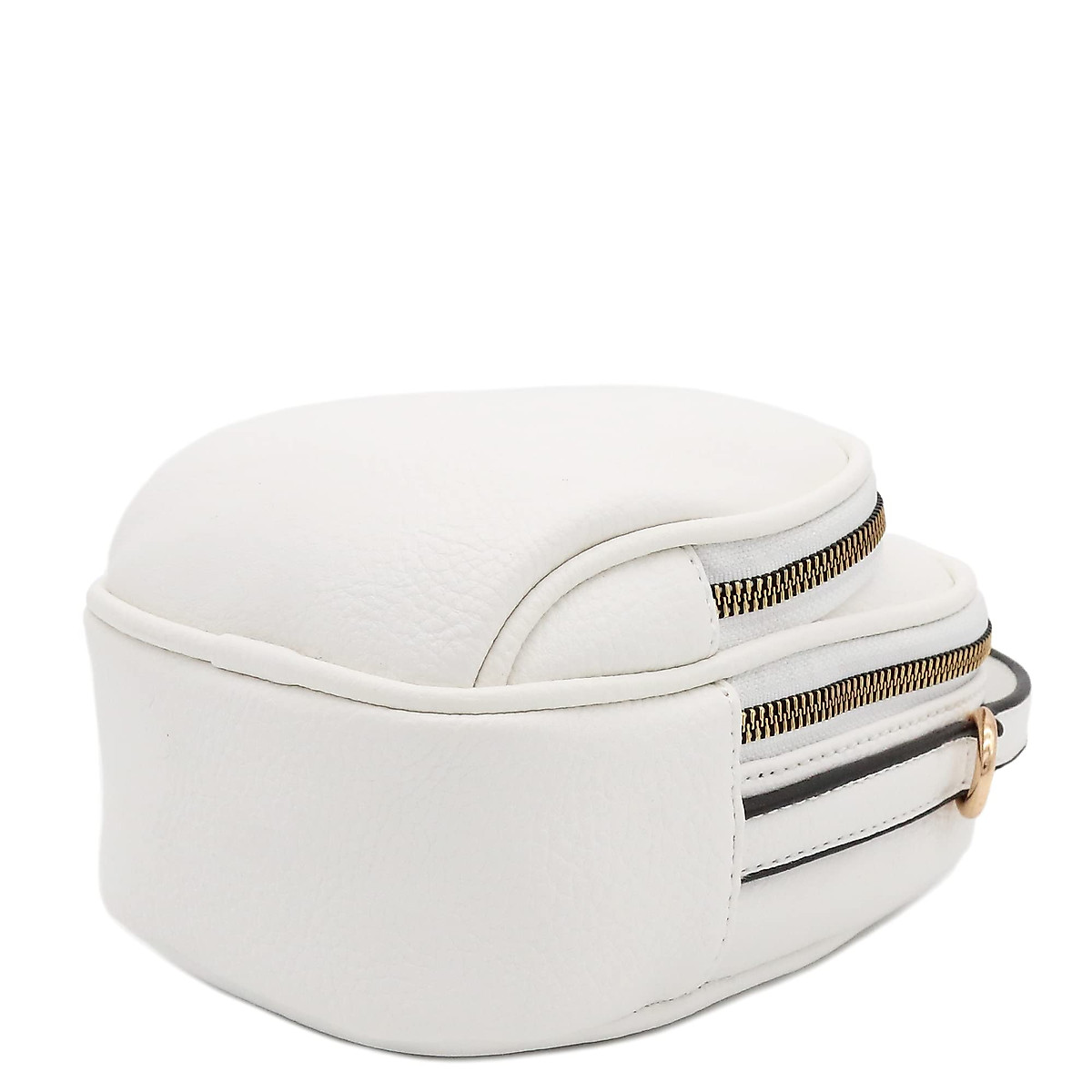 FashionPuzzle Two Compartment Phone Crossbody Mini Bag (White)