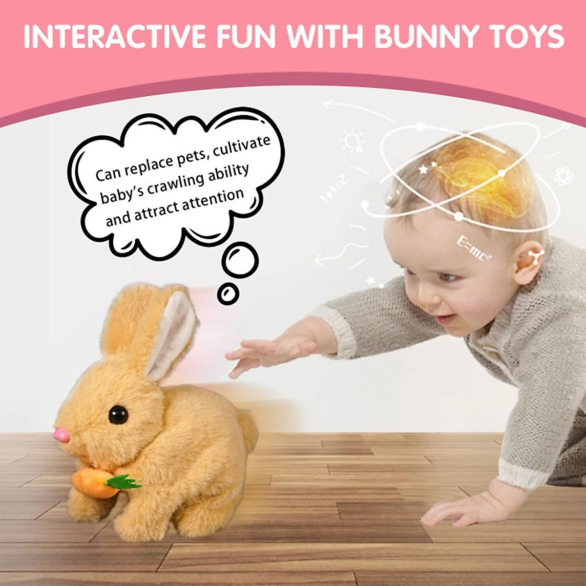Bunny - Easter My Realistic Bunny Toy, Interactive Bunny Realistic Bunny - Jumping, Twitching, and Shaking Ears, Bunny Realistic Bunny Toy, Bunbi Realistic Bunny, Realistic Bunny Toys (Brown)