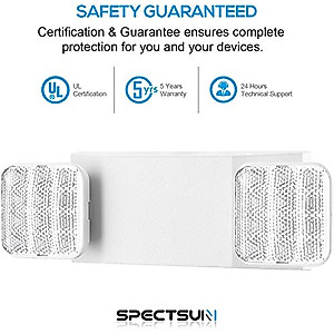 SPECTSUN 12 Pack LED Emergency Lighting Fixture with 2 LED Heads and Hardwired Adjustable White Color Commercial Emergency Lights with Battery Backup for Power Failure