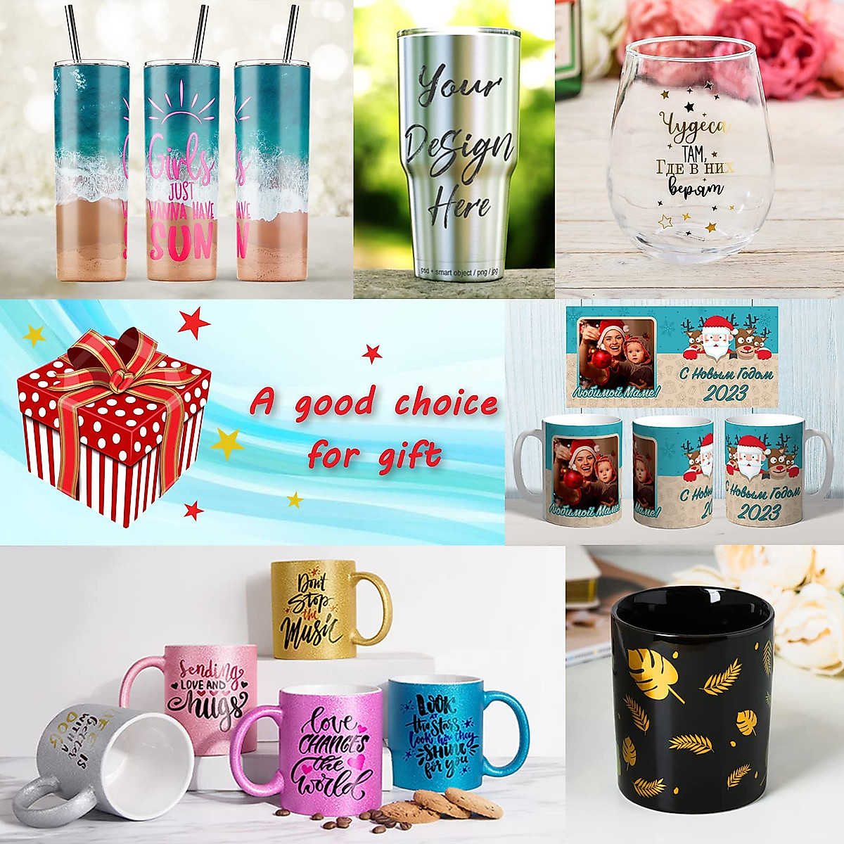 Fosdonge 6 Pack Sublimation Tumblers Tool for 20-40 Oz Sublimation Blanks Products, Includ Pinch Perfect Tumbler Clamp, Measuring Ruler and Cup Cradle for Tumblers