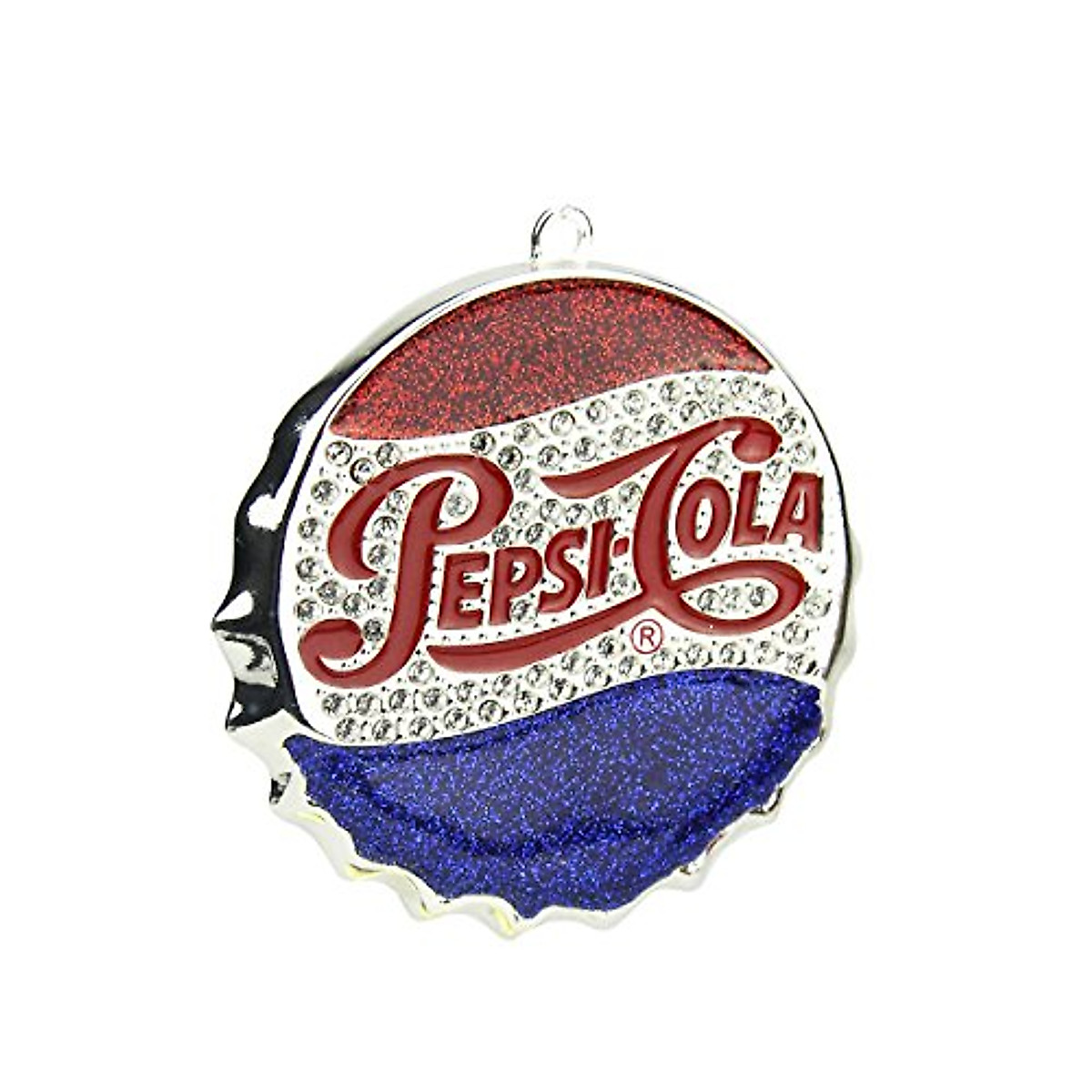 Northlight Silver Plated Classic Pepsi-Cola Bottle Cap Logo Christmas Ornament with European Crystals, 3"