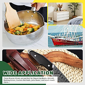 Keadic 300Pcs 12 Sizes Solid Aluminum Brazier Head Rivets Assortment Set, M4 M5 M6 10mm 14mm 20mm 25mm Length Aluminum Rivets Fastener for Household Machinery Automobile Industry