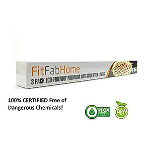 FitFabHome 3 Pack Large Non Stick Oven Liners Mat BPA and PFOA Free, Protect the Bottom of Electric or Gas Oven Toaster Oven Stovetop Air Fryer Grill…