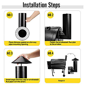 WADEO Pellet Grill Smoke Stack Replacement for Pit Boss, Traeger, Camp Chef and Other Pellet Grills Smokers