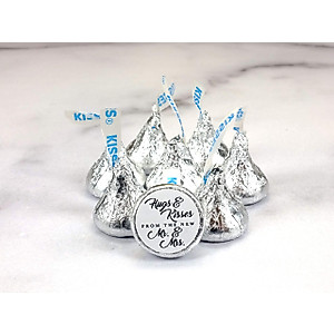 Hugs and Kisses from The New Mr. and Mrs. | Elegant | 324 Stickers - .75 Inches | Hershey Kiss Stickers | Wedding Stickers | Bridal Shower Stickers | Bridal Favors