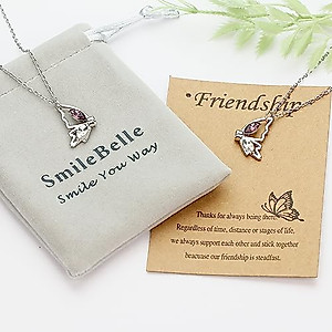 SmileBelle Best Bff Necklace for 2 Magnetic Butterfly Friendship Necklace as Bestie Gifts for 2 Teen Girls, Matching Friends Necklace Birthday Long Distance Jewelry Gift for Best Friends Female Women
