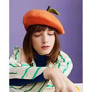 Yuri Japan Fruits Orange Peach Beret Cute Lolita Girl Hat Painter Cap Accessories for Women Gift (orange)