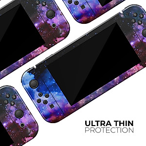 Design Skinz - Compatible with Nintendo Switch OLED Console Bundle - Skin Decal Protective Scratch-Resistant Removable Vinyl Wrap Cover - Purple Blue and Pink Cloud Galaxy