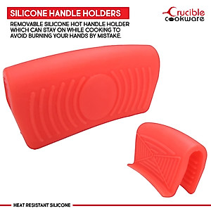 Crucible Cookware 14-Inch Cast Iron Wok Set (Pre-Seasoned), Glass Lid & Silicone Hot Handle Holders