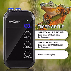 REPTI ZOO Reptile Humidifier, Mini Automatic Misting System for Reptile Terrariums, Rainforest Spray System with Adjustable Spray Nozzles