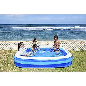 Jilong Rectangular Family Inflatable Pool for Ages 6+, Blue, 103" x 69" x 20"