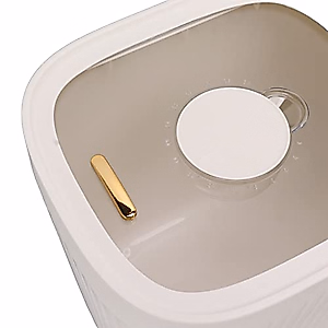 Masyrt Rice Container, Plastic Rice Bucket, Rice Container with Transparent Lid for Flour Beans (White)