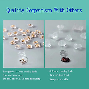 Earring Backs,18K Gold Silicone Earring Backs for Studs /Droopy Ears,Locking Secure Earring Backs for Heavy Earring,No-Irritate Hypoallergenice Soft Clear Earring Backs for Adults&Kids
