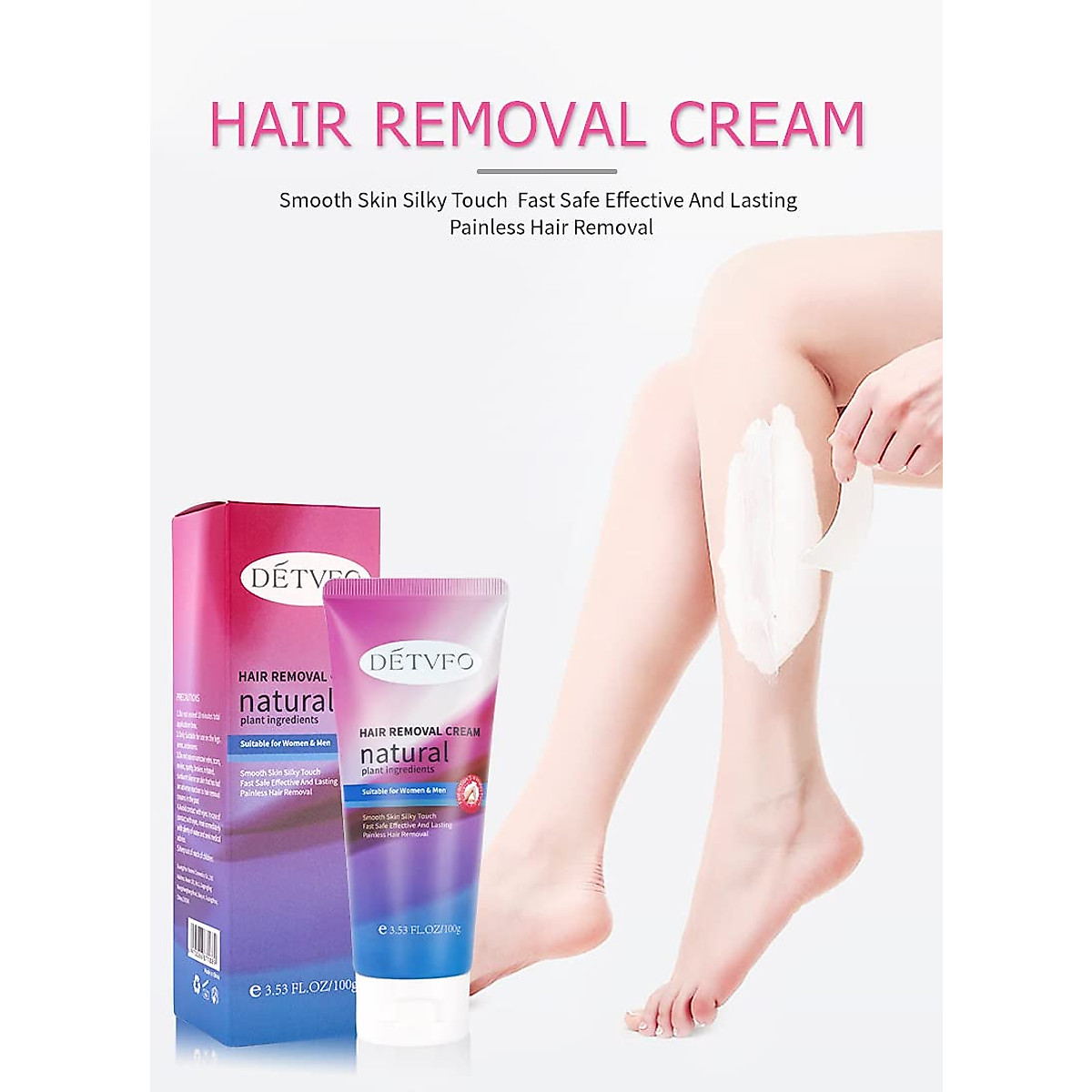 DUOMEIYA Hair Removal Cream for Women & Men, Gentle and Non-Irritating Hair Remover, Suitable for Armpits, Bikini Line, Legs and Limbs, 3.53fl oz/100G