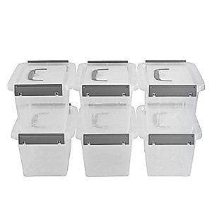 Joyeen 3 L Small Storage Bins, Clear Storage Box with Lid, 6 Pack