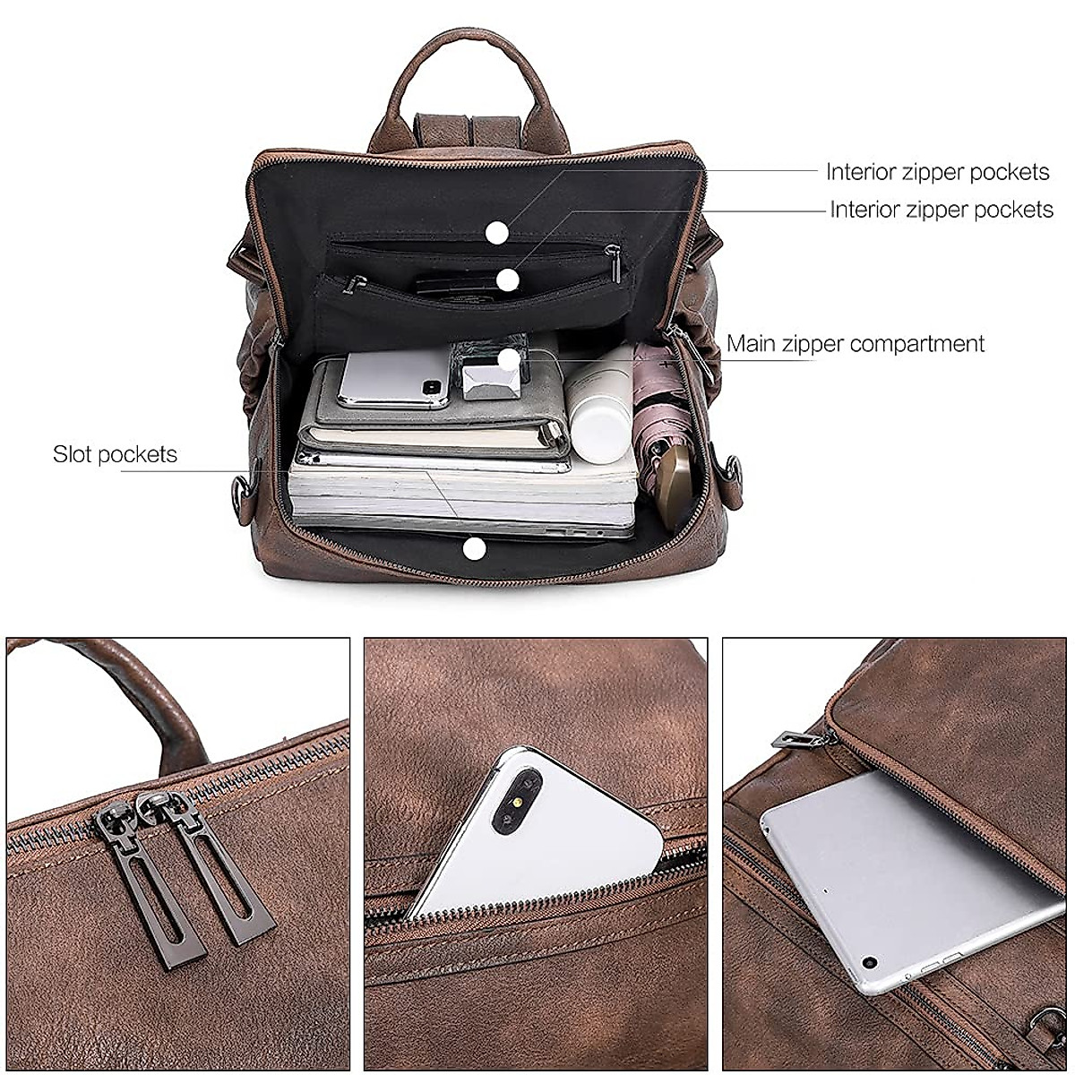 CLUCI Backpack Purse + Small Belt Bag for Women