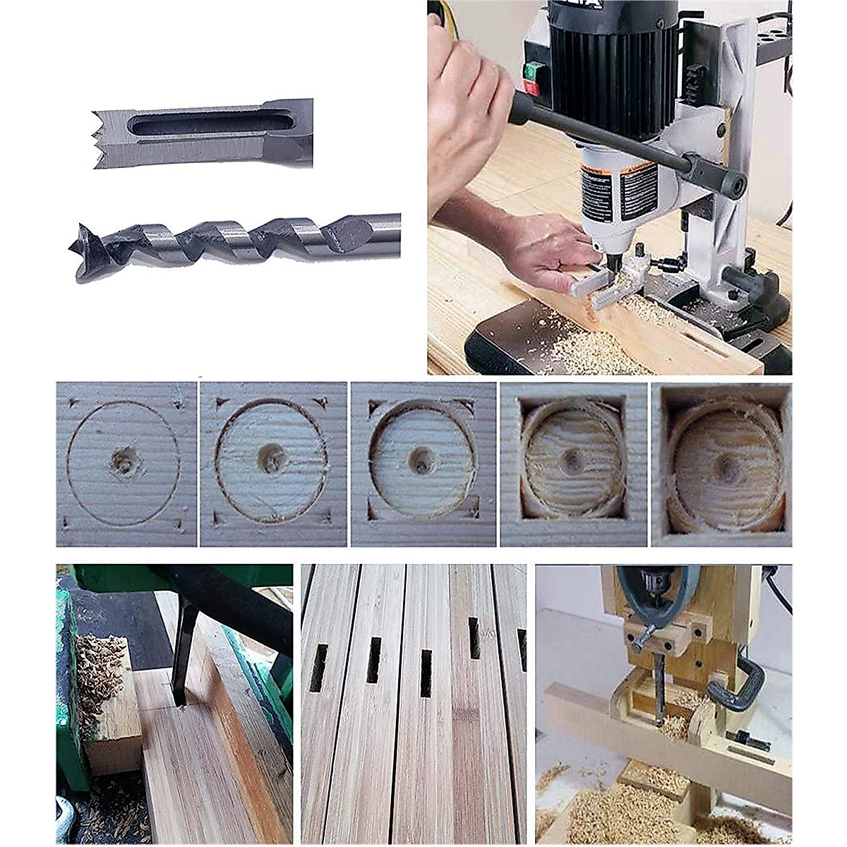 Utoolmart Square Hole Drill Bit for Wood, 1/2" Bearing Steel Hollow Chisel Mortise Power Tool for Woodworking 2Pcs