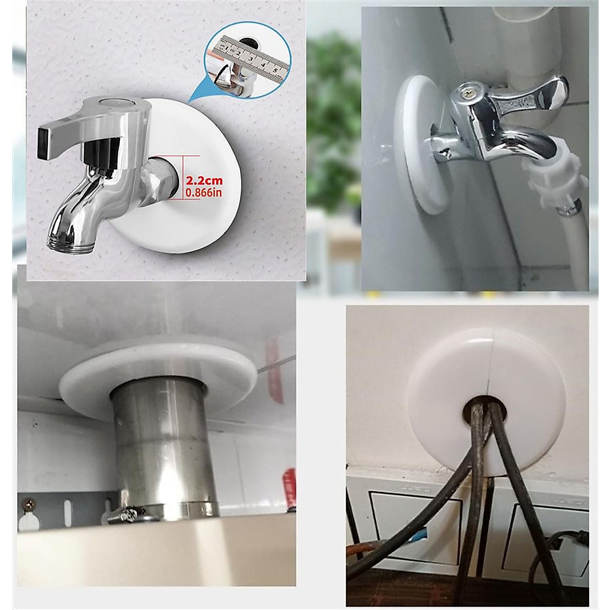 ABS Wall Split Flange Self-Adhesive Tape Round Escutcheon Plate Cover for Water Pipe Faucet Decoration Accessories faucet pipe flange pipe cover (33)