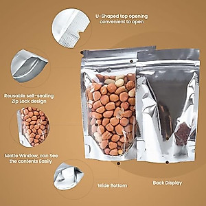 100-Pack Resealable Clear Mylar Bags for Food Storage, Stand up Smell Proof Mylar Food Storage Bags with Air Tight Zipper - Heat Sealable Small Packaging Bags (3.5" x 5.9")