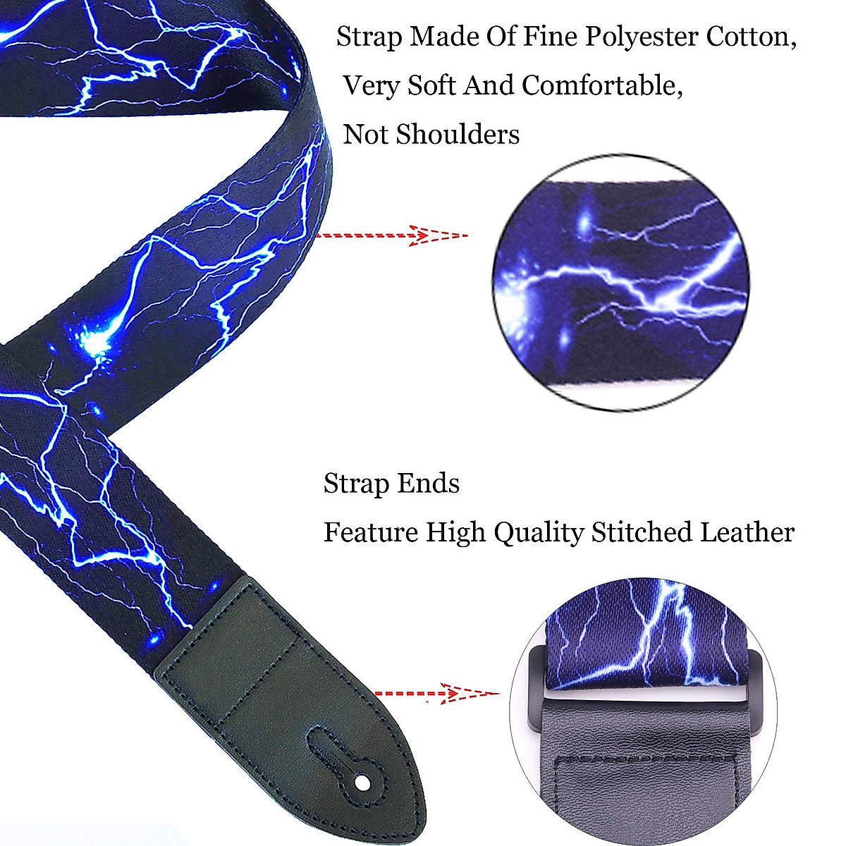 WOGOD Guitar Strap Jacquard Weave Hootenanny Guitar Strap with Leather Ends …