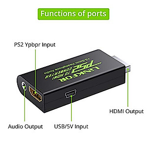 LiNKFOR PS2 to HDMI Converter with 3ft HDMI Cable for Sony Playstation 2 PS2 to HDMI Adapter with 3.5mm Headphone Audio Jack for HDTV HDMI Monitor