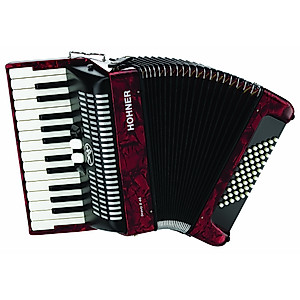 Hohner Accordions BR48R-N 26-Key Piano Accordion, 48 Bass, Red
