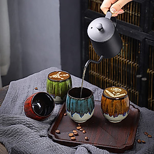 FLJZCZM Ceramic Kiln-Change Espresso Cups Small Espresso Coffee Cups Set of 2 Spirits Cups Tasting Cups Ceramic Mate Cup 3Oz (Red)