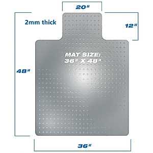 Qmake Office Desk Chair Mat for Carpet Floor Low Pile PVC Protection Anti-Slip Floor Mat Carpeted Chair Mat Clear,48 x 36