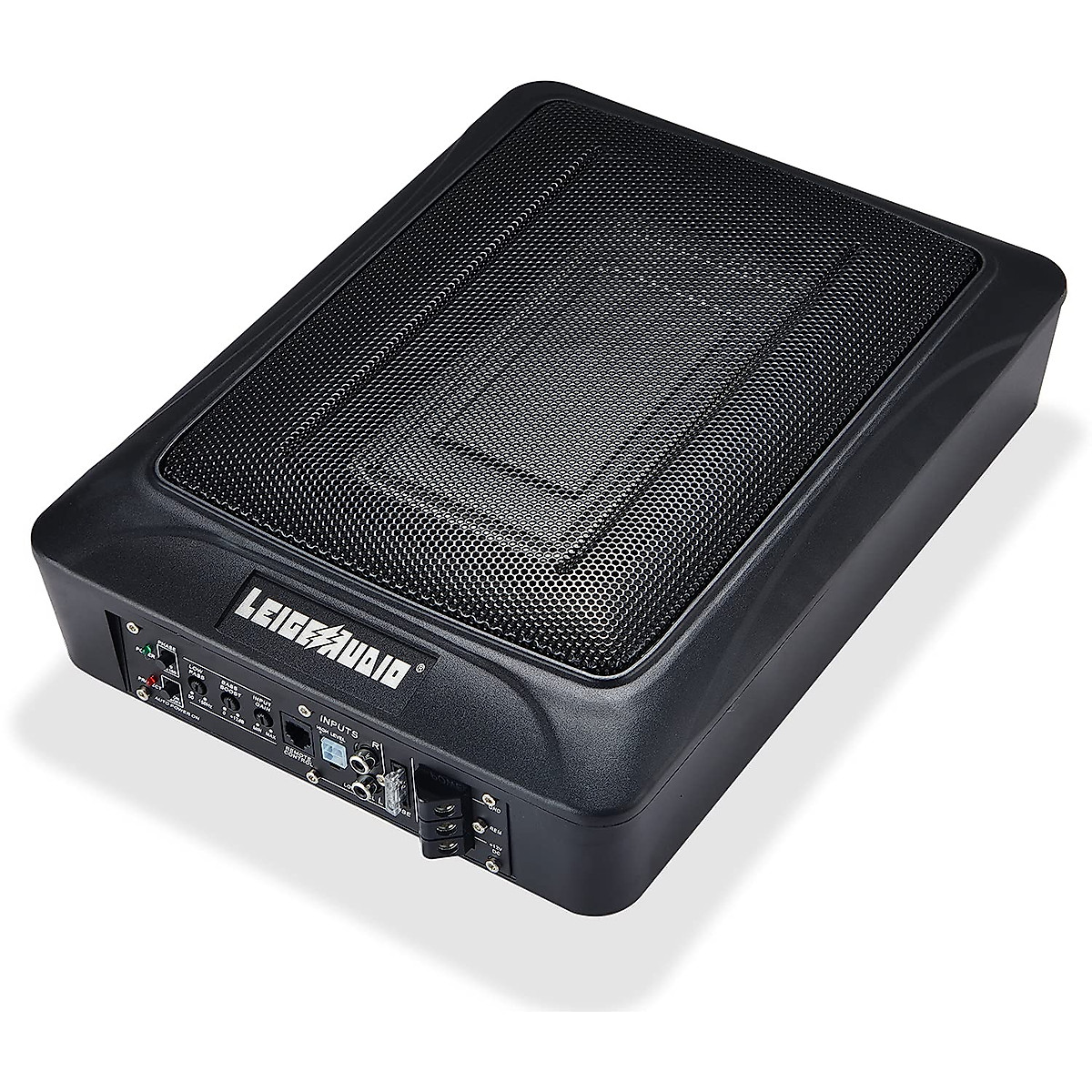 LEIGESAUDIO 800 Watt Compact Powered Subwoofer for Cars - 10" Slim Under-Seat Subwoofers, Remote Subwoofer Contorl for Vehicles Needing Bass with Limited Space, Bulit in Amplifier for Car Boat RV ATV