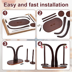 Yarn Holder for Knitting and Crocheting, 2 Spindle Wooden Yarn Spinner with Rotating Magnetic Axis Yarn Skein Stand Organizer and Anti Slip Pads Crochet Gift for Knitting Lovers (Dark Brown)