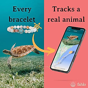 Fahlo Sea Turtle Tracking Bracelet, Elastic, Supports The Sea Turtle Conservancy, one Size fits Most for Men and Women (White Howlite)