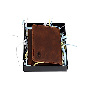 N&S LEATHER Wallet for Men, Slim Mens Wallets for Credit Card and Money Holder - Men's Wallets Card Cases and Money Organizers - Men's Minimalist Compact Card Wallet (Crazy Brown)