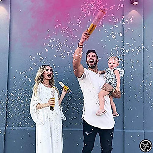 Sweet Baby Co. Baby Gender Reveal Confetti Cannon with Color Powder Boy or Girl Blue Confetti Smoke and Pink Confetti Smoke, Set of 4 | Twinkle Twinkle Little Star Party Poppers | Holi Popper Sticks