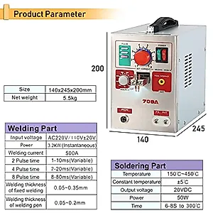 ZWJABYY 709A Battery Welding Machine,Pulse Spot Welder,110V-220V Battery Spot Welder and Soldering Station Portable,for 18650 Lithium-Ion Battery Pack Welding 0.3Mm Nickel Strip