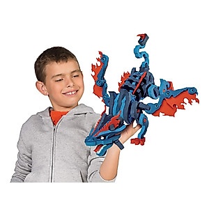 Bloco Toys Treasure Keeper Dragon | STEM Toy | DIY Building Construction Set (240 Pieces), Grey, Blue, Orange