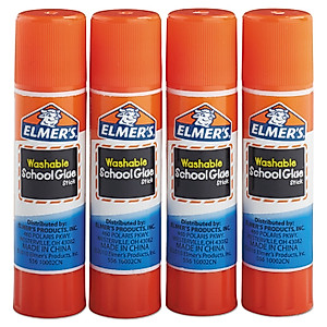 Elmer's All Purpose School Glue Sticks, Clear, Washable, 4 Pack, 0.24-ounce sticks