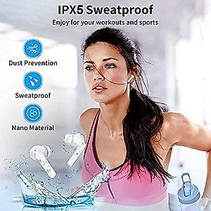 Wireless Earbuds Bluetooth 5.1 Headphones Built in Mic in Ear Bud Noise Canceling 3D Stereo Air Buds Earbuds Fast Charging, IPX5 Waterproof for iPhone and Android