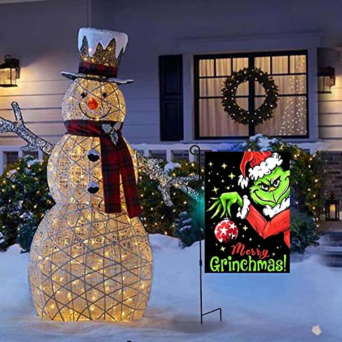 Christmas Festival Garden Flag 12x18 Inch, Christmas Merry Star Fall Flags Double Sided, Burlap Flag Holiday Farmhouse Patio Yard Outdoor Party Decor Gift